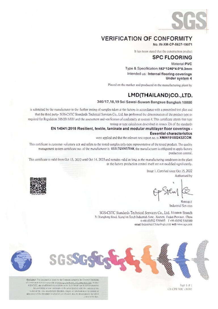SPC CERTIFIED BY SGS CERTIFICATION